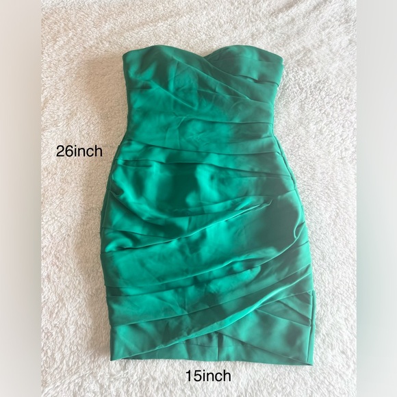 BCBGMaxAzria | Dresses | Bcbgmaxazria Strapless Tealgreen Runched ...